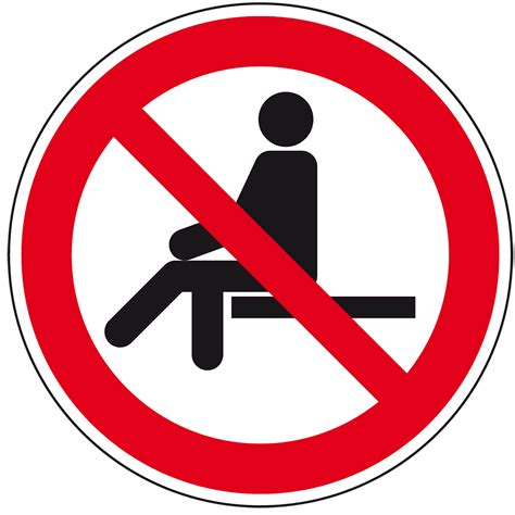 Verbotsschild Sitzen verboten ISO P018 Folie selbstklebend Ø 100mm