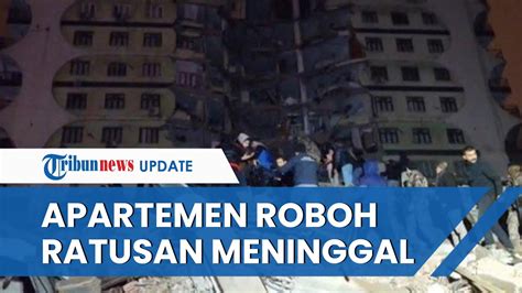 Rekaman Bangunan Apartemen Roboh Diguncang Gempa Turki Ratusan Orang