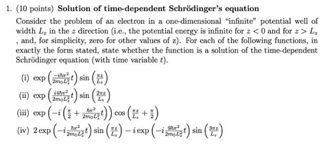 solved 1 10 points solution of time dependent