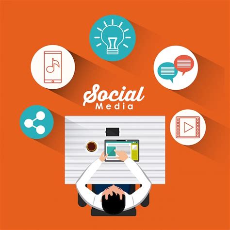 Iconos planos de redes sociales móviles Vector Premium