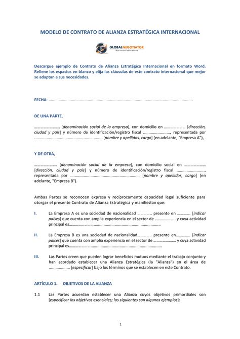 Modelo Alianza Comercial MODELO DE CONTRATO DE ALIANZA ESTRATÉGICA