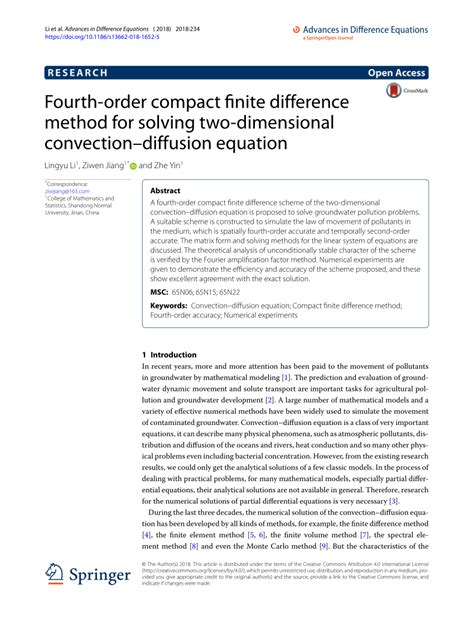 pdf fourth order compact finite difference method for solving two dimensional convection