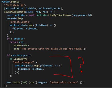 node js how can i delete array of file object with file systeme node js after delete user