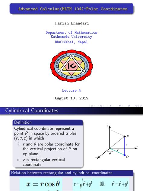 advanced calculus math 104 polar coordinates harish bhandari pdf coordinate system