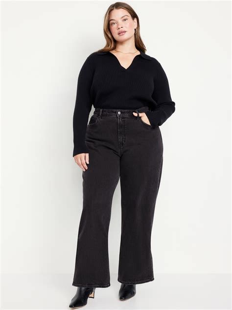Curvy Extra High Waisted Wide Leg Jeans Old Navy