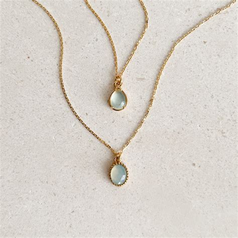 Naszyjnik Łezka Fasetowana z Agatem Miętowym Gold 696 Jewelry