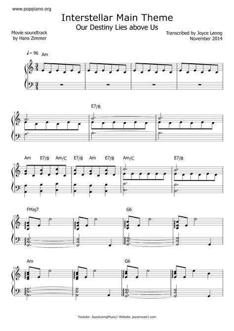 Hans Zimmer Interstellar Main Theme Ost Sheet Music Pdf Free Score