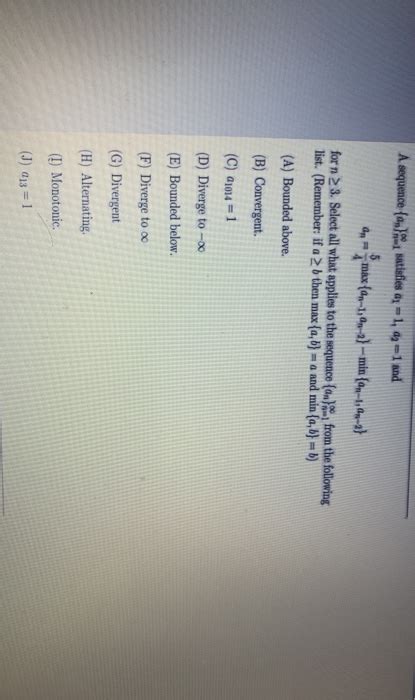 Solved A Sequence An N Satisfies A Az And An Chegg