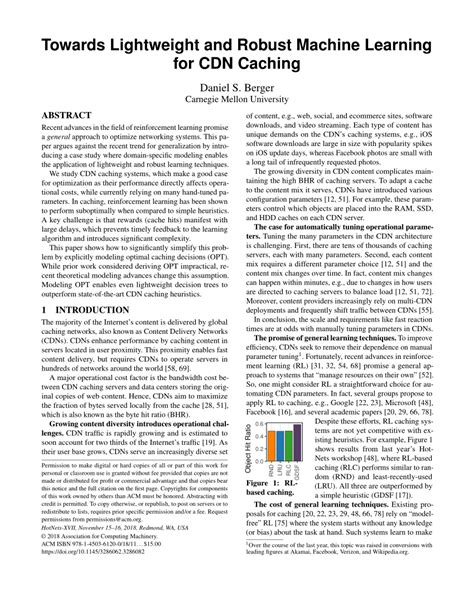 pdf towards lightweight and robust machine learning for cdn caching