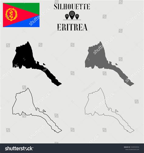 Eritrea Outline World Map Solid Dash Stock Vector Royalty Free