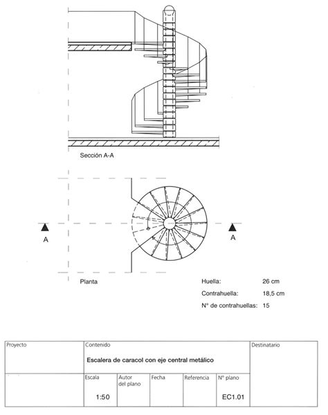 Plano Escalera Caracol Eje Inclinado Printable Templates Free