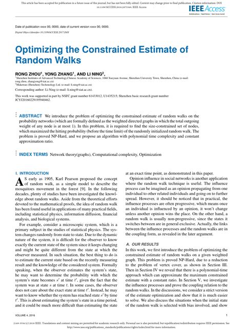 pdf optimizing the constrained estimate of random walks