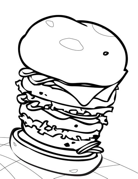 Coloriage hamburger 3 Dessin gratuit à imprimer