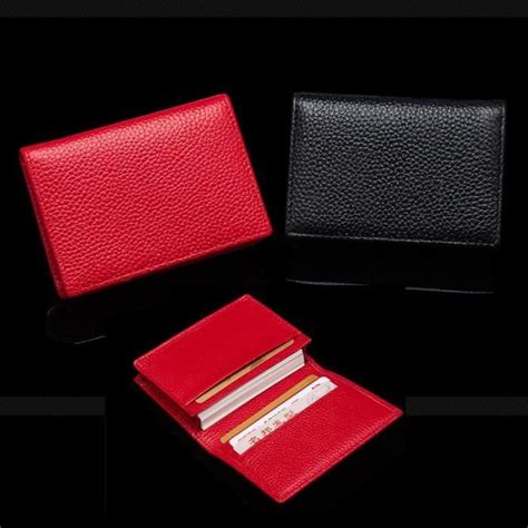 Black Porte carte bancaire en cuir 100 véritable grande capacité