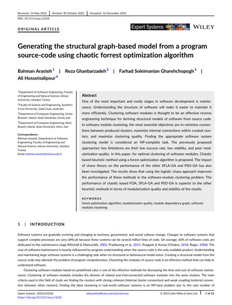 generating the structural graph‐based model from a program source‐code using chaotic forrest