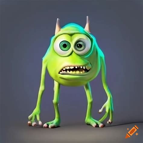 Humorous Depiction Of Mike Wazowski With Two Human Eyes On Craiyon