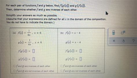 solved for each pair of functions fand g below find f g x