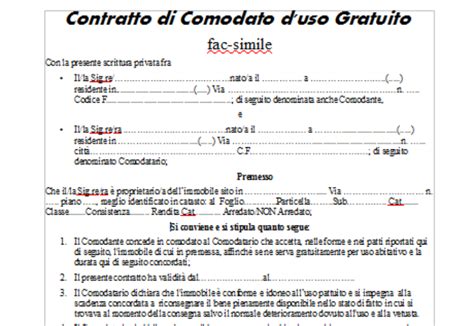 Comodato d uso gratuito Cos è come funziona Fac simile AirDomus