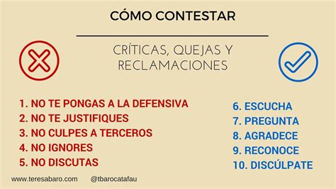 Como responder a críticas quejas y reclamaciones Teresa Baro