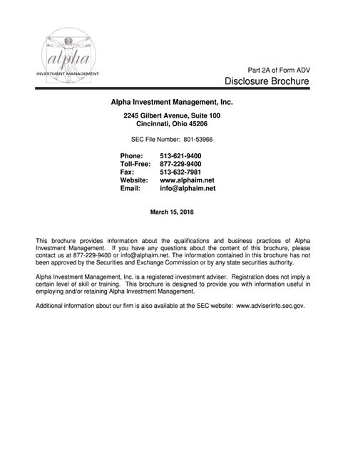 Fillable Online FORM ADV PART 2A Disclosure Brochure 03 15 18 Docx