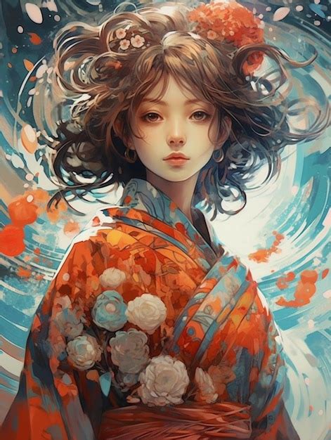 Premium AI Image A Painting Of A Woman With A Flower In Her Hair