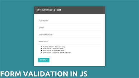 form validation in javascript javascript signup form validation in hindi part 29 youtube