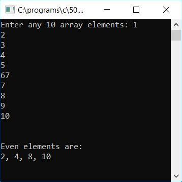 C Program To Print Even Numbers In An Array