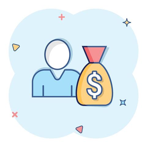 People With Money Bag Icon In Comic Style Businessman Bag Cartoon