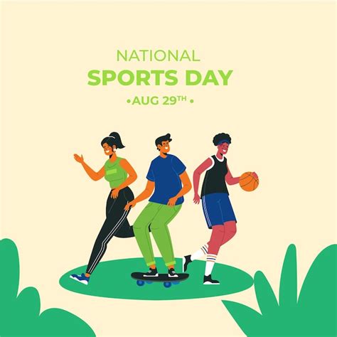 Ilustración vectorial del Día Nacional del Deporte con deportistas de