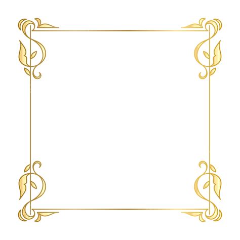Borde De Marco Dorado Brillante Con Hermoso Adorno PNG Dibujos