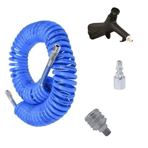 Kit Mangueira Espiral 5M Pino Conector Engate Rapido 1 4 Macho