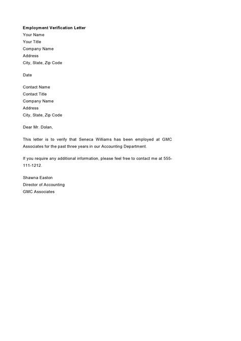 Employment Verification Letter Samples Word Pdf Templatearchive