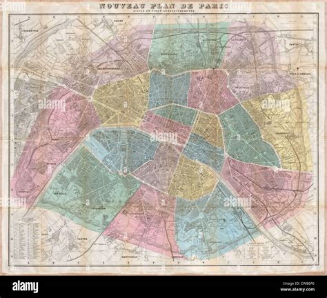 1870 Hachette Carte De Poche De Paris Banque De Photographies Et D