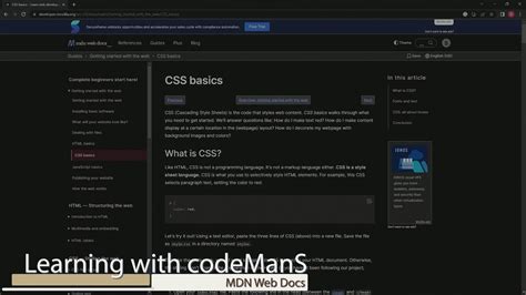 Learn HTML MDN Web Docs CSS Basics YouTube