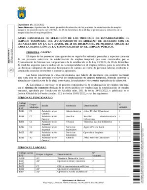 Completable En línea bases especficas de convocatoria por las que se