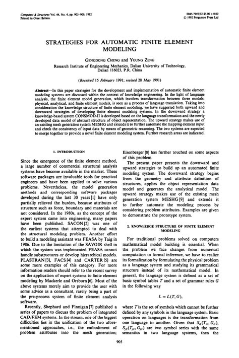 pdf strategies for automatic finite element modeling