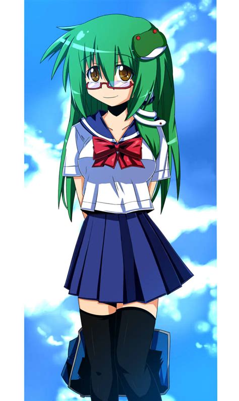 Safebooru Alternate Costume Bag Black Legwear Blush Breasts Frog Hair Ornament Glasses Green