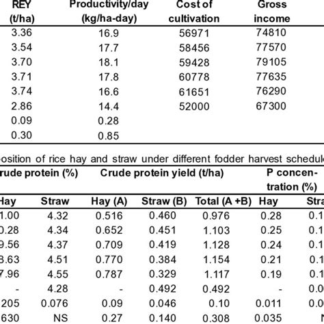 yield attributes of grain crop of rice as influenced by fodder harvest download scientific