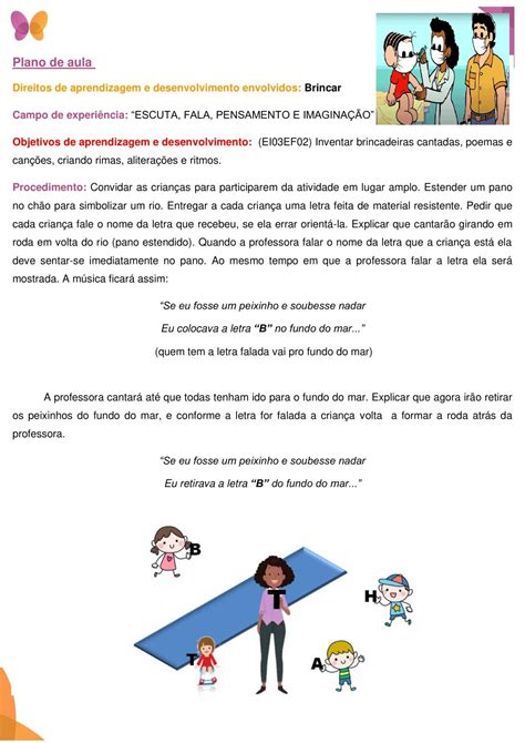 Plano De Aula Ed Infantil Ei Ef Escuta Fala Pensamento E