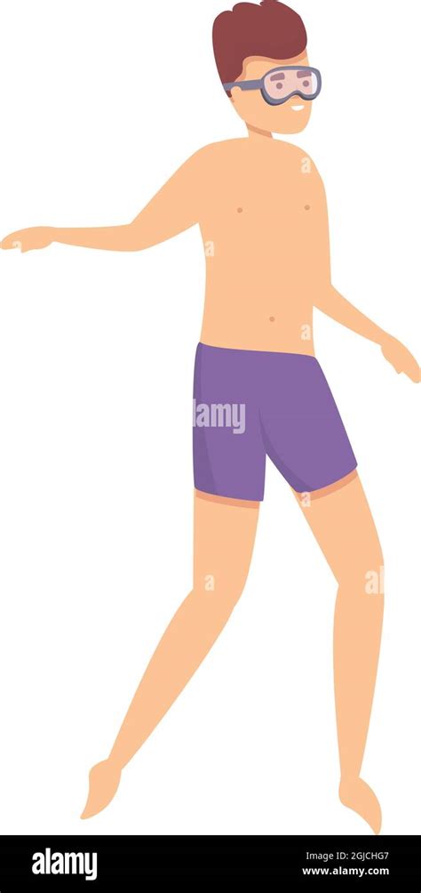 Water Sport Swimmer Icon Cartoon Vector Pool Swim Man Diving Stock