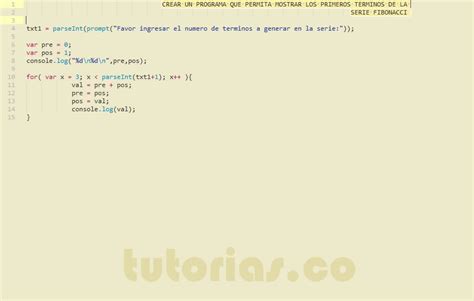 ciclo for javascript terminos de la serie fibonacci