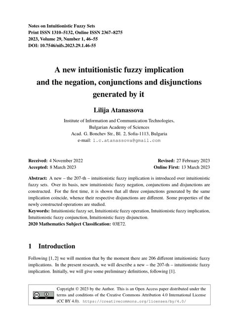 pdf a new intuitionistic fuzzy implication and the negation conjunctions and disjunctions
