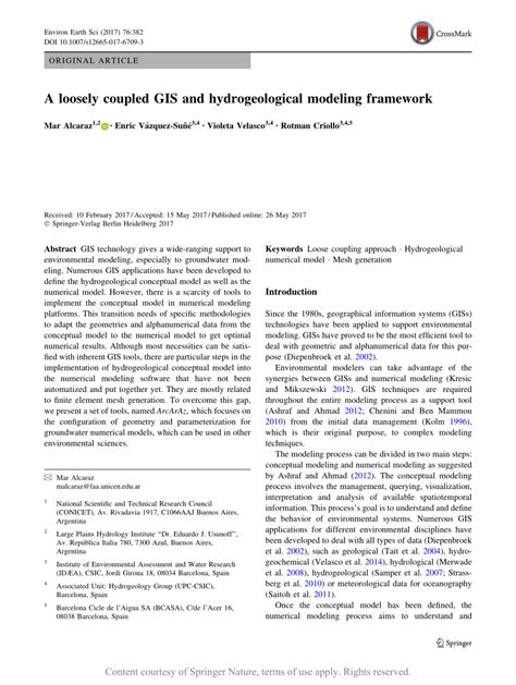 a loosely coupled gis and hydrogeological modeling framework request pdf