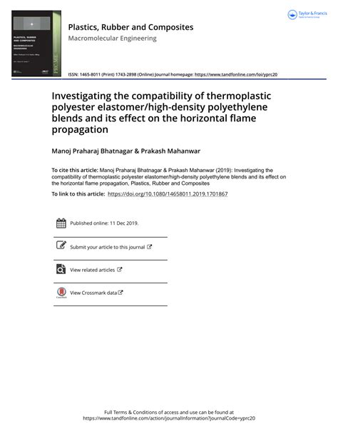 PDF Investigating The Compatibility Of Thermoplastic Polyester