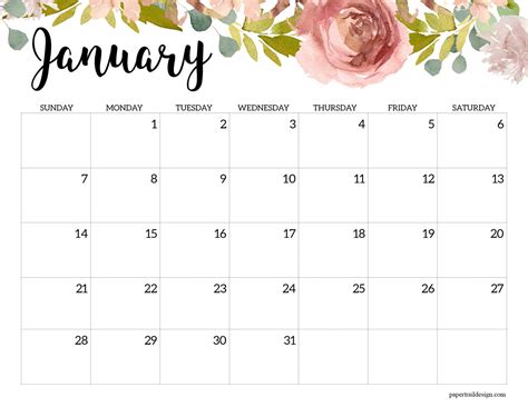 Floral Printable Calendar Pages Chere Deeanne