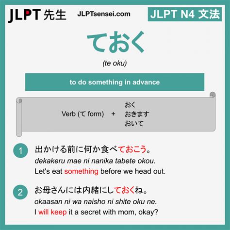 Gramática JLPT N4 ておく te oku Significado guiadejapones