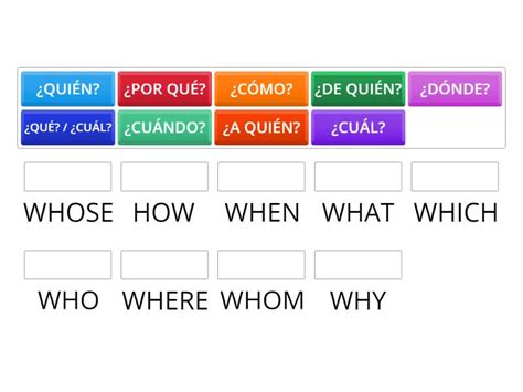 Wh Question Words Une Las Parejas