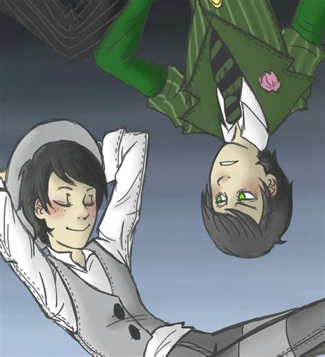 Two People Floating In The Air With Their Heads Above Each Other And