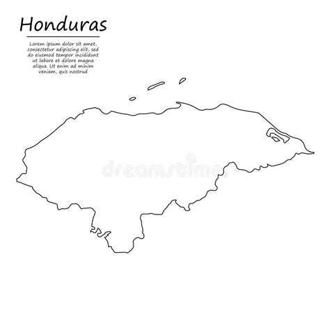Simple Outline Map Of Honduras Silhouette In Sketch Line Style Stock