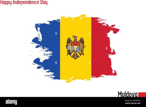 Moldova National Flag Artistic Grunge Brush Stroke Concept Vector